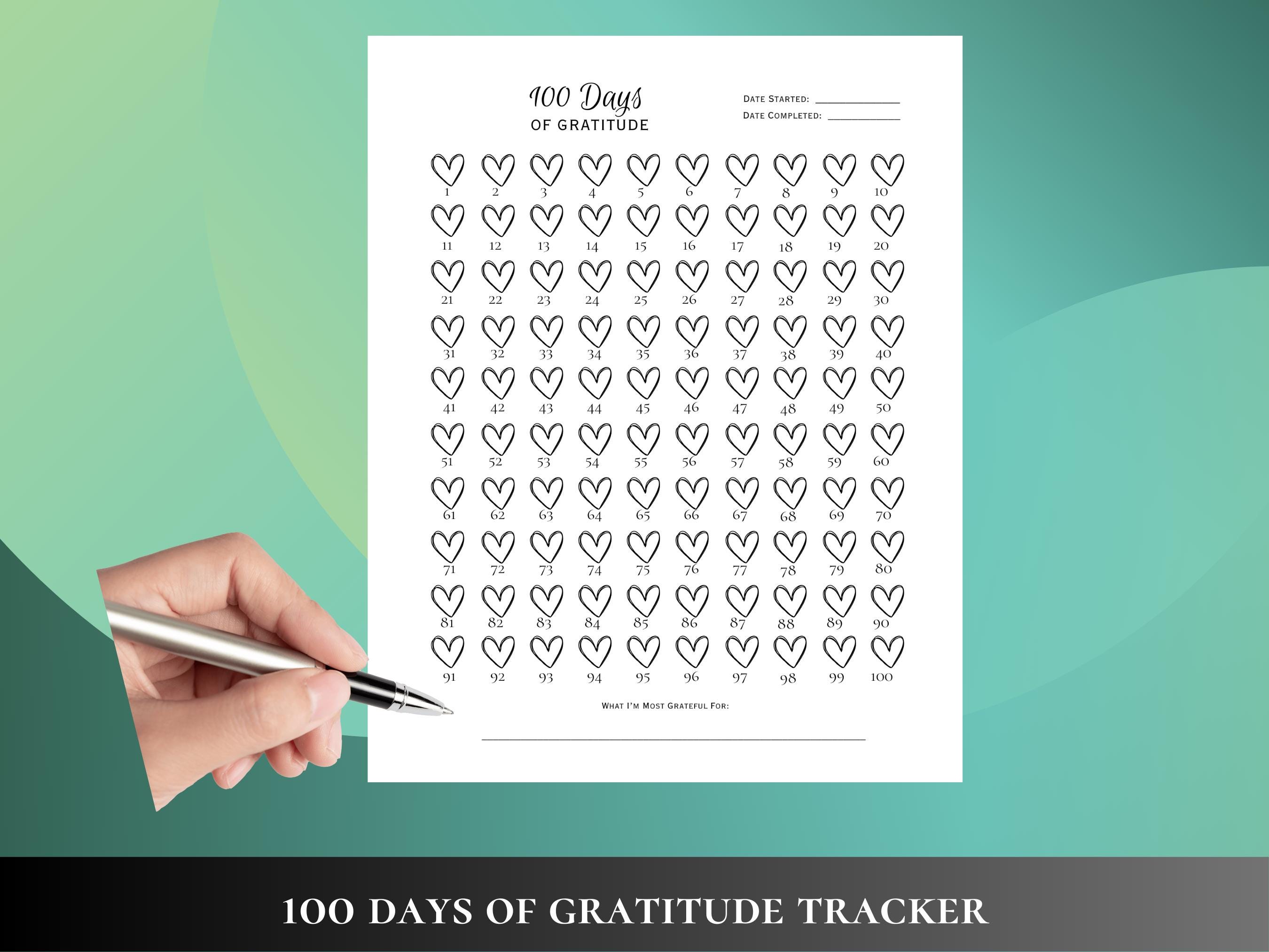 100 Day Printable Tracker BUNDLE, Random Acts of Kindness, Gratitude ...