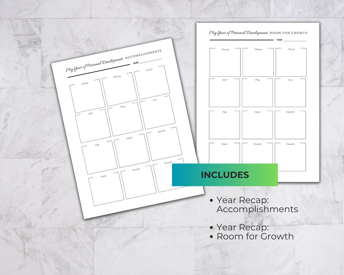Personal Growth Calendar Year, Printable Monthly Calendar, Personal ...