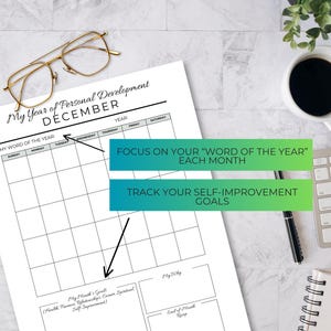 Personal Growth Calendar Year, Printable Monthly Calendar, Personal ...