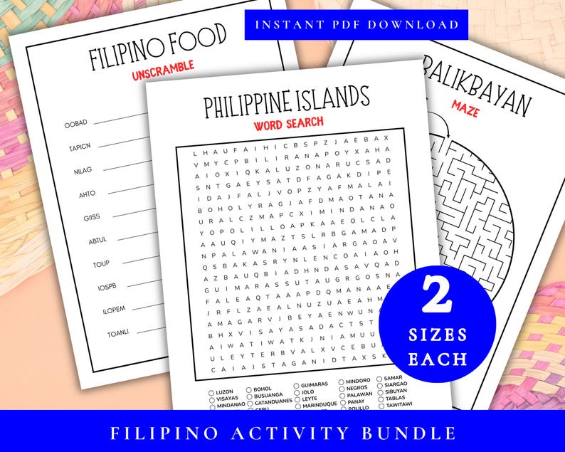 Filipino Activity, Filipino Party Games, Tagalog Word Search, Filipino ...