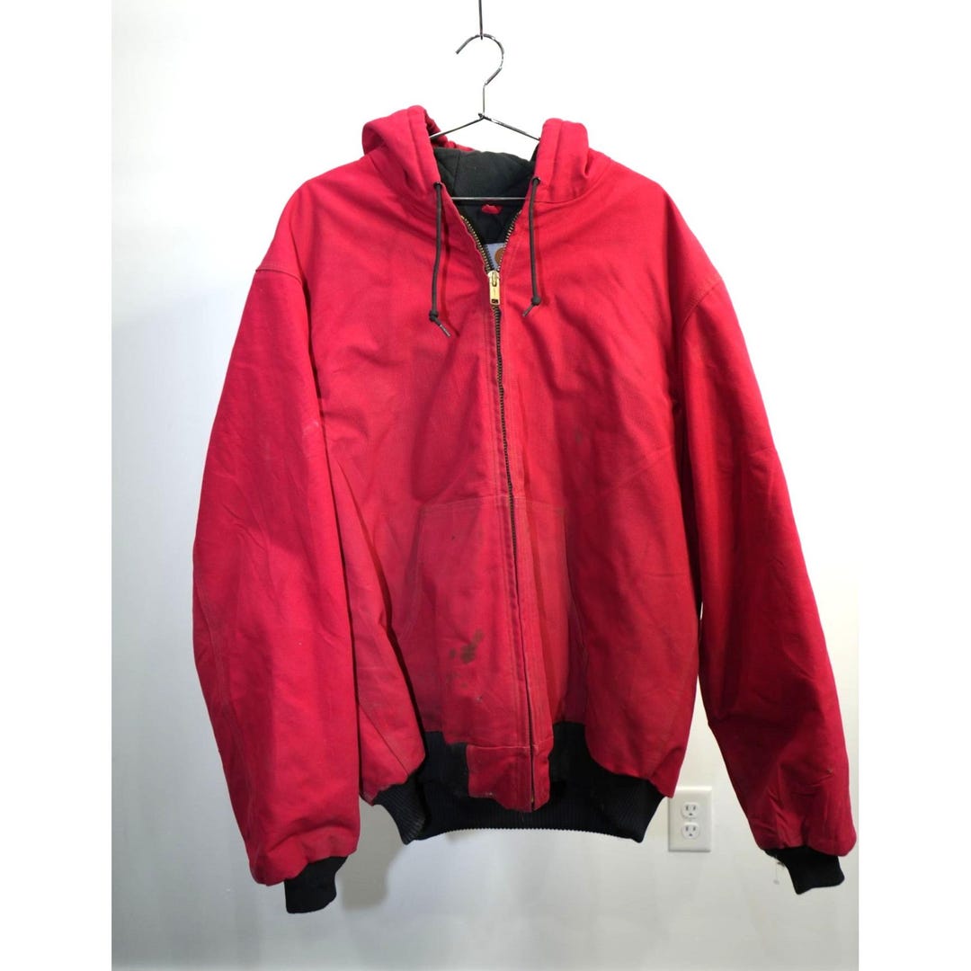 Vintage Carhartt J140 Red Quilted Flannel-lined Firm Duck Active Jacket ...