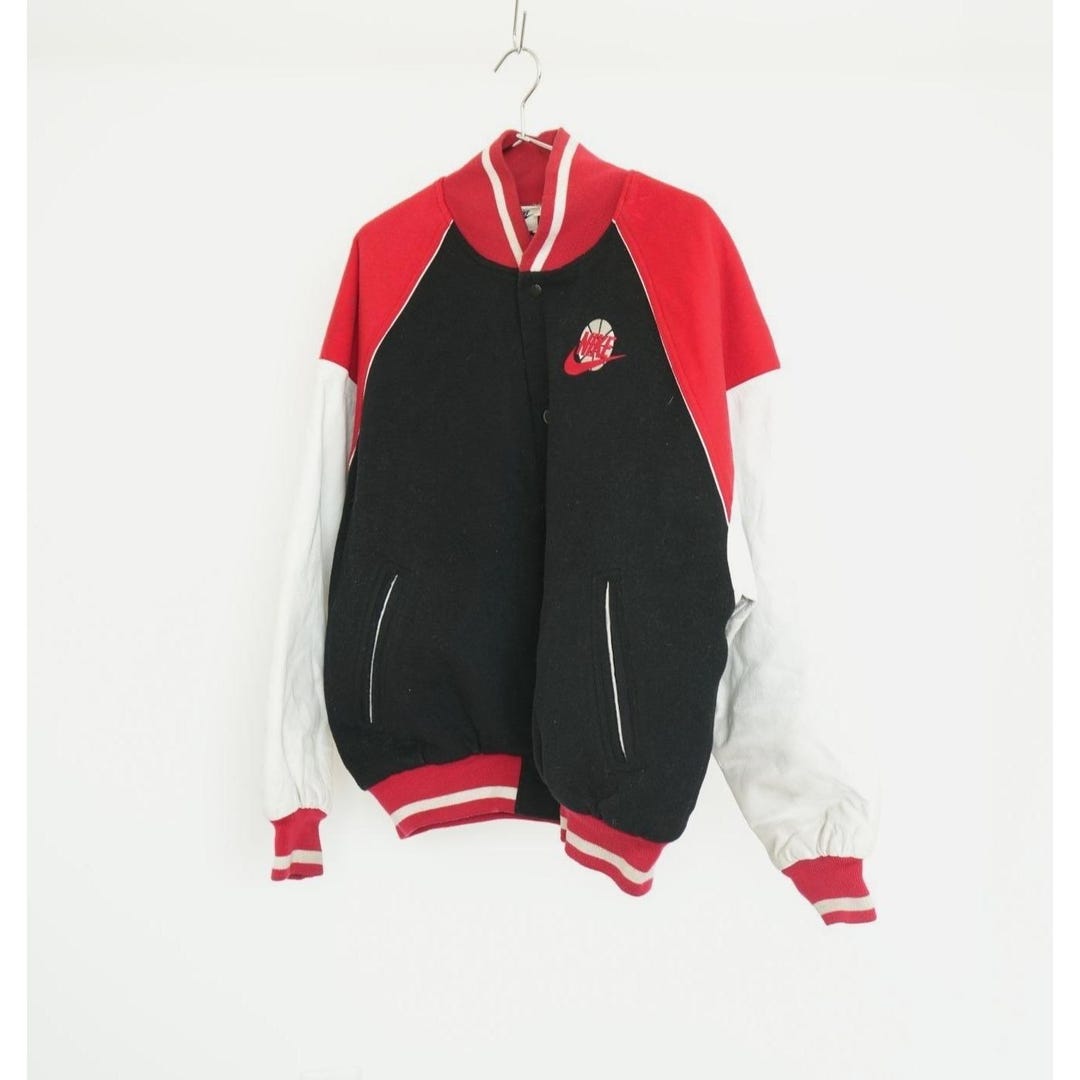 Vintage Nike Force Basketball Snap Button Letterman Jacket Large Men's ...