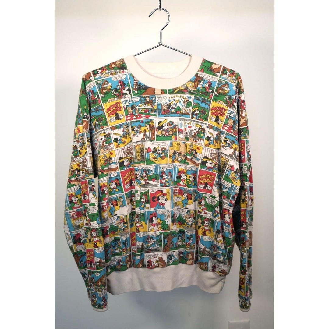 Vintage Sunday Comics Mickey Minnie Mouse Reversible Sweatshirt White ...