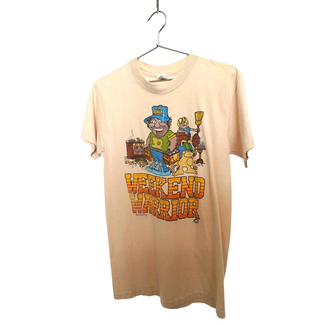 Vintage Rare 70s Hanes Weekend Warriors Cartoon Tee Shirt Beige M ...