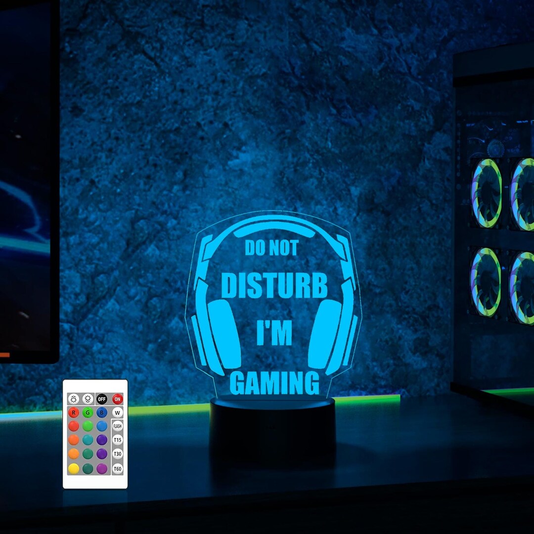 Do Not Disturb 3D Gamer Night Light,headphone Gift for Gamer,cool LED ...