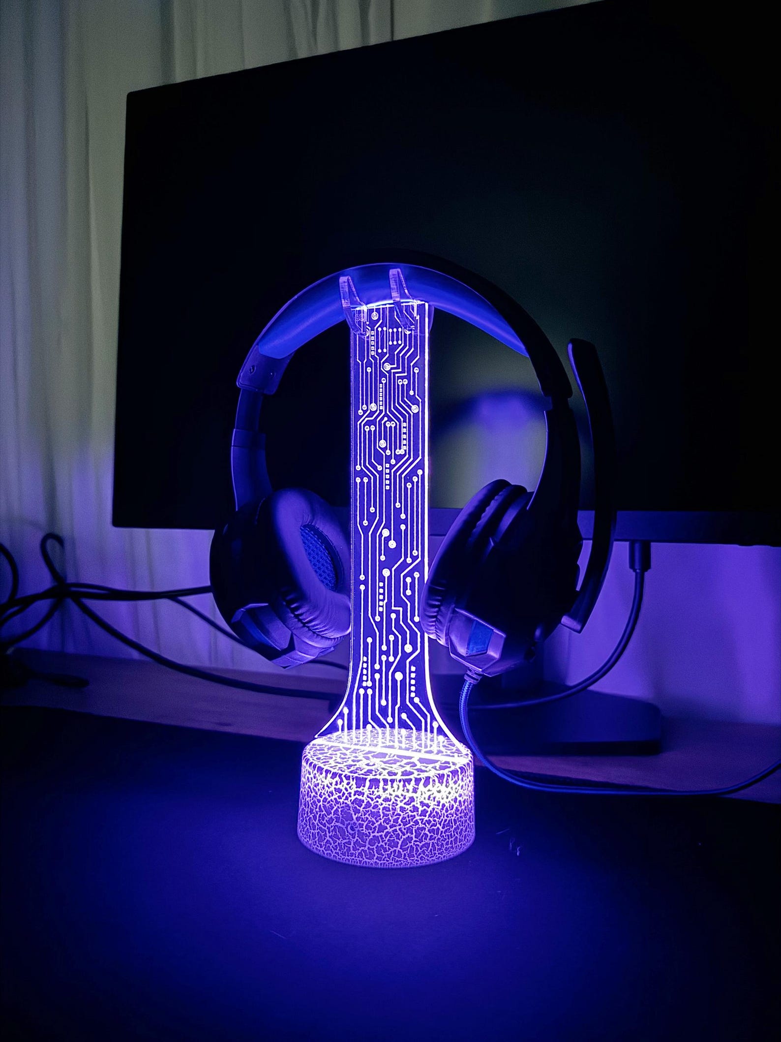 Light up Headphone Stand for Desk,gaming Headset Holder RGB With 16 ...