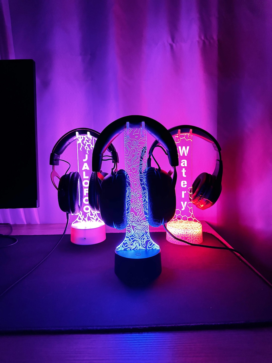 Personalized Led Headphone Stand,rgb Headset Holder,streamer Headset ...