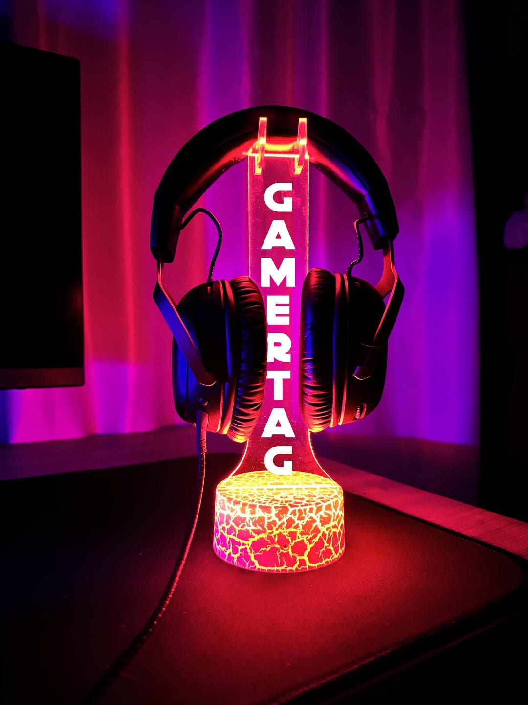 Personalized Led Headphone Stand, Streamer Headset Holder Stand ...