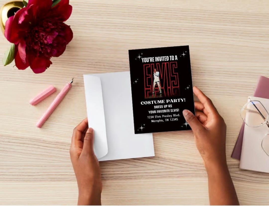 Elvis Presley, Elvis Invitation, Elvis Costume Party, Elvis Digital ...