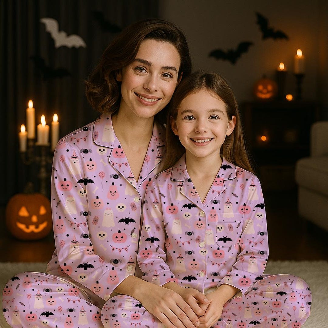 Halloween Season Cute Pajamas Set, Cozy Spooky Matching Pajamas Set ...