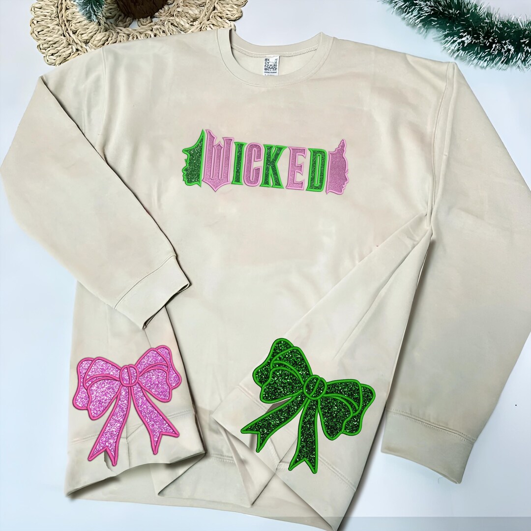 Wicked Wicked Shirt, Elphaba Glinda Side Bow Embroidered Sweatshirt ...