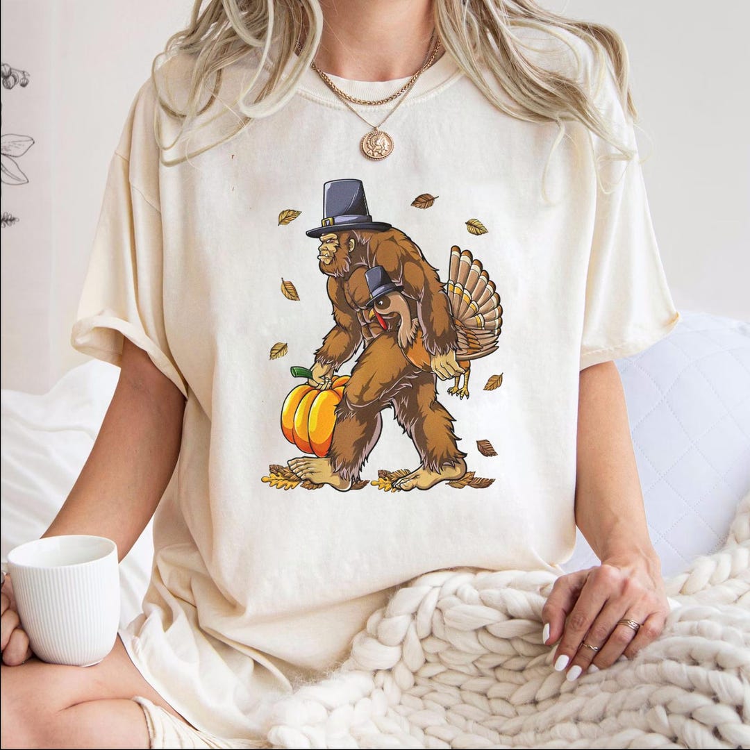 Bigfoot Turkey Pumpkin Thanksgiving Sasquatch Sweatshirt, Thanksgiving ...