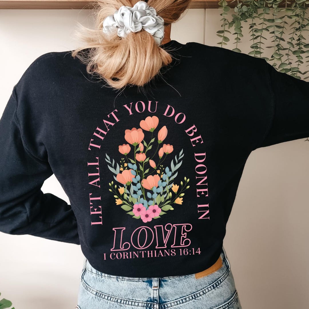 Trendy Christian Sweatshirt Merch, Words on Back Bible Verse Hoodie ...