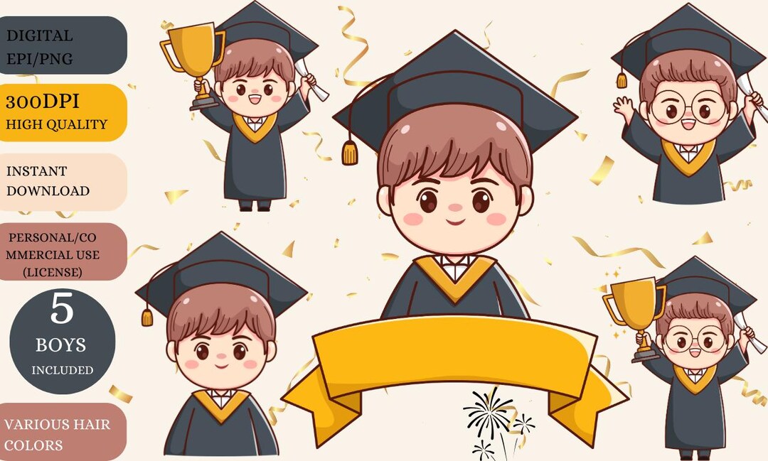 Little Cute Graduate Clipart, Graduation PNG, Celebrate Arts, Vector ...