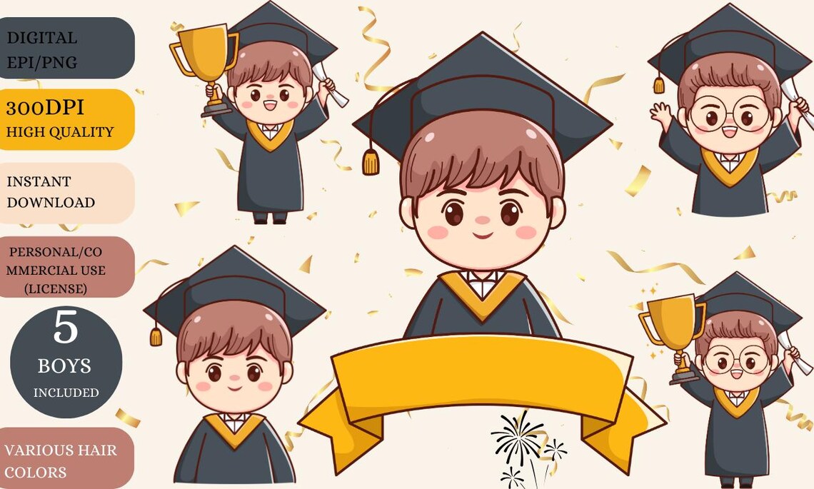Little Cute Graduate Clipart, Graduation PNG, Celebrate Arts, Vector ...