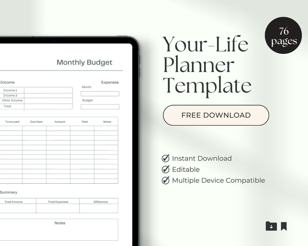 2025 Modern Life Planner || 76 Pages Life Journal || Digital Download ...