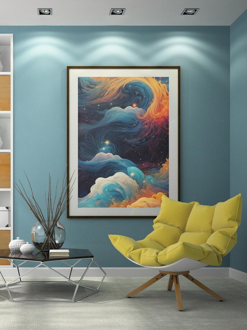 Cloud Swirl Wall Art | Modern Abstract Sky-themed Decor | Printable ...