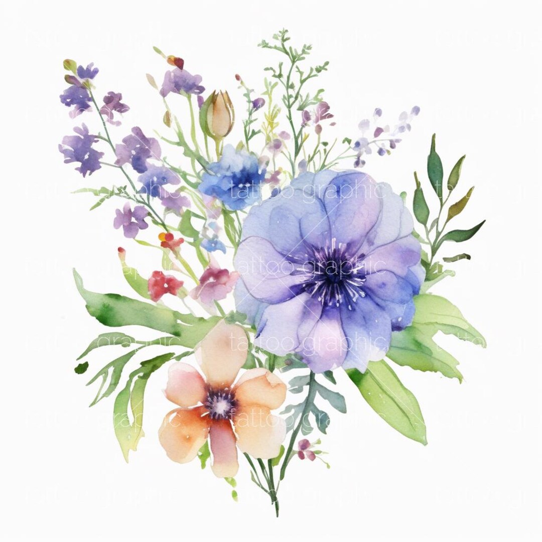 Watercolor Flowers Clipart Bundle - High Quality Pngs for Digital ...