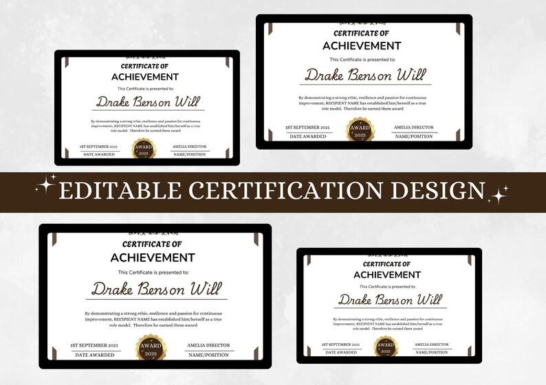 Editable Certificate of Achievement Template | Professional ...