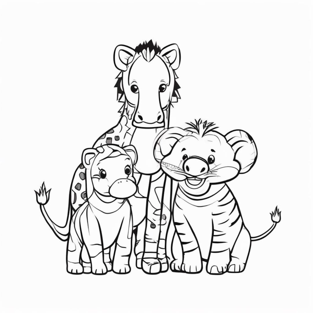 100 Pages Jungle Animal Coloring SVG - DIY African Zoo Art Bundle for ...