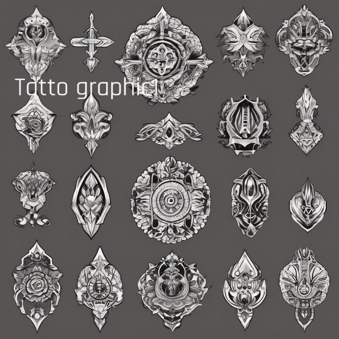 Abstract Icon Tattoo Design Pack | Front and Back SVG/PNG for Shirt ...