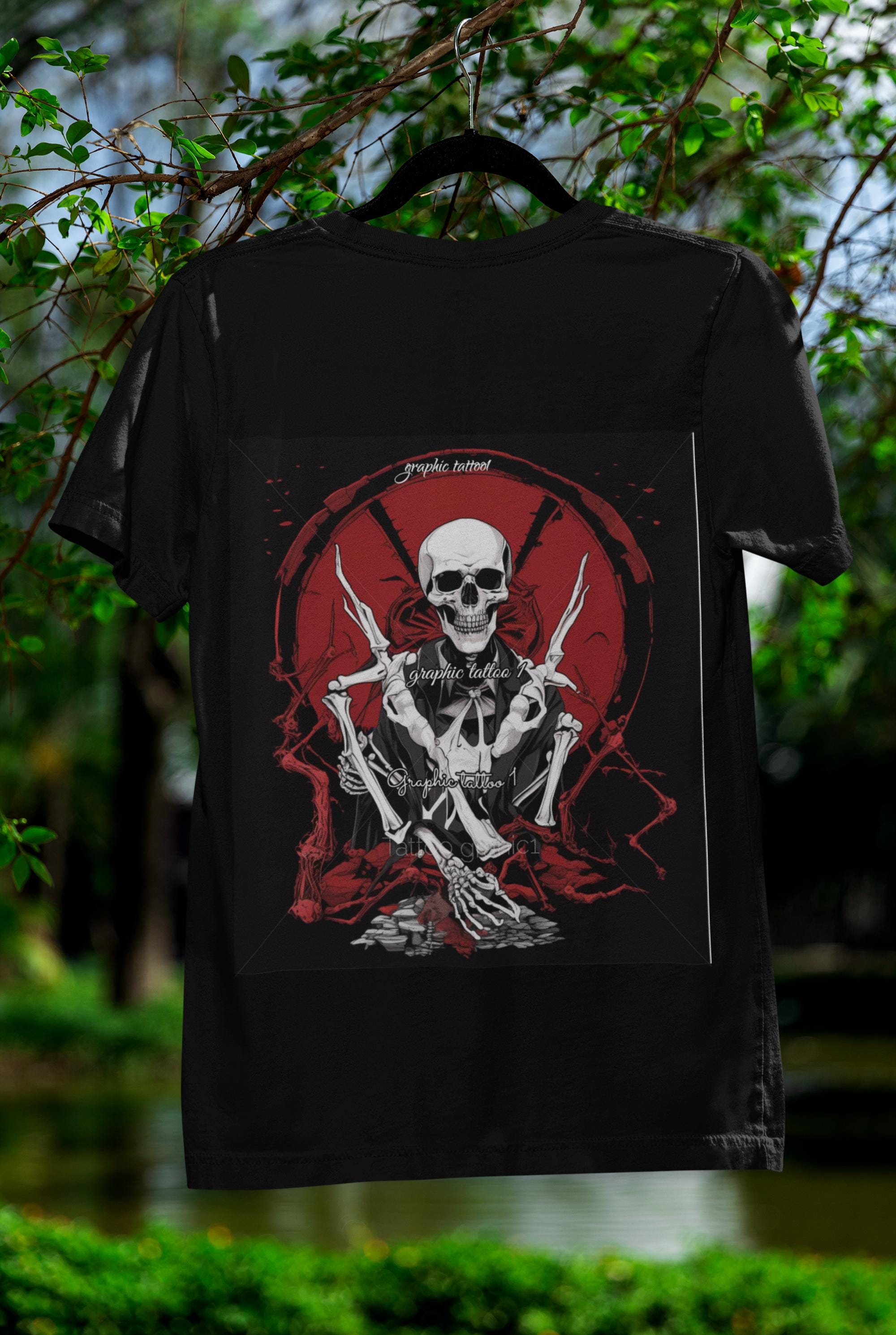 Gothic Skull Tattoo Art and PNG Bundle Halloween , Boho, Funny Skeleton ...
