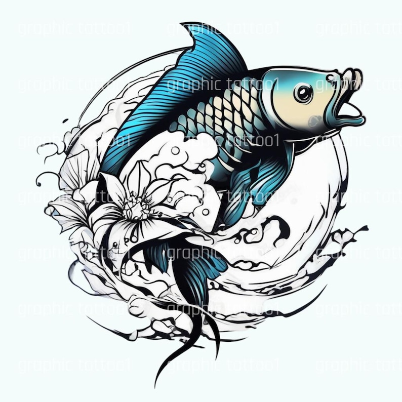 Koi Fish Tattoo Design - Unique High Resolution Digital Art PNG ...