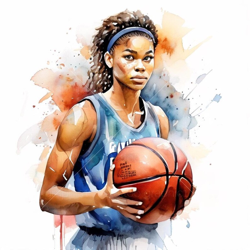 Watercolor Female Basketball Clipart, 35 High Quality Images ...