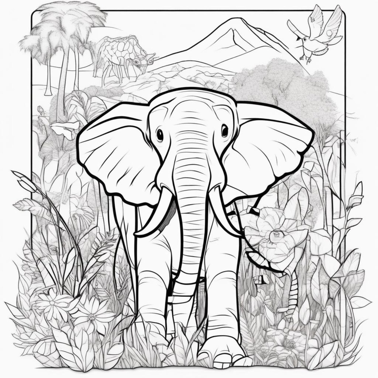 100 Animals Coloring Book - Adult Coloring Book With Lions, Elephants ...