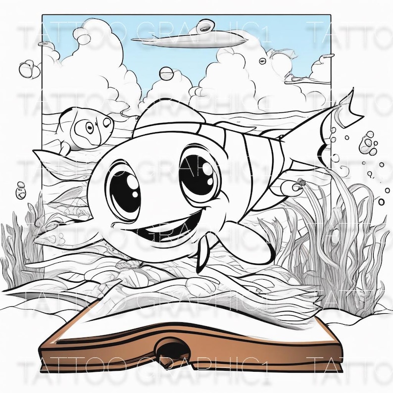50 Pages Ocean Scene Coloring Book for Adults & Kids - Relax With Sea ...
