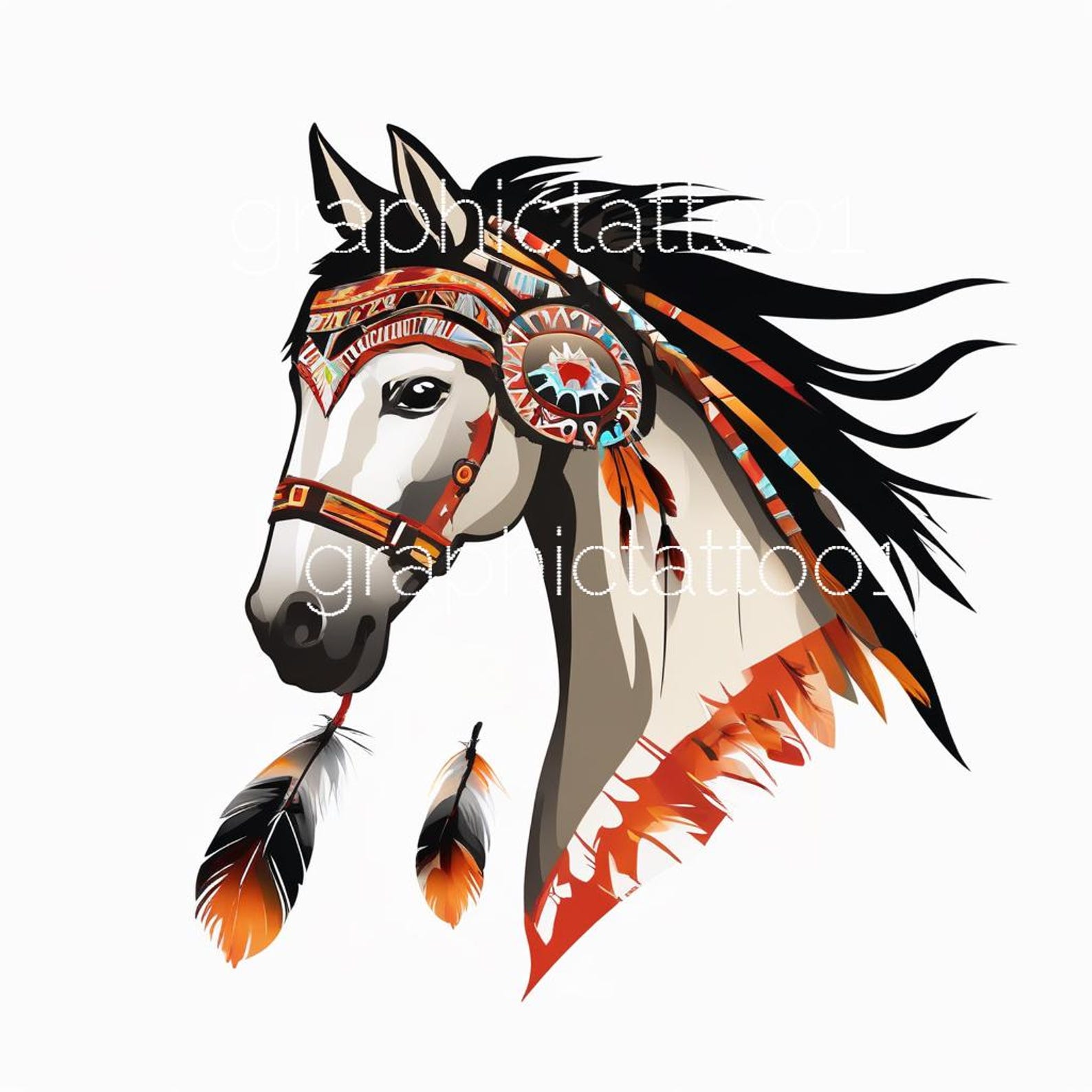 10 Tribal Horse Clipart Images – Native American Art Bundle for DIY ...