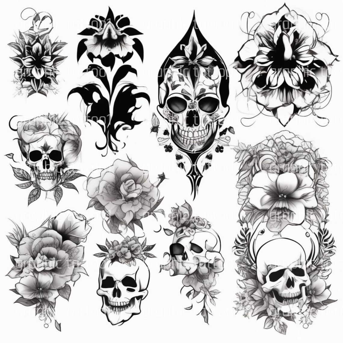 Gothic Skull SVG and Witchy Floral Skull PNG Design | Spooky Mama ...