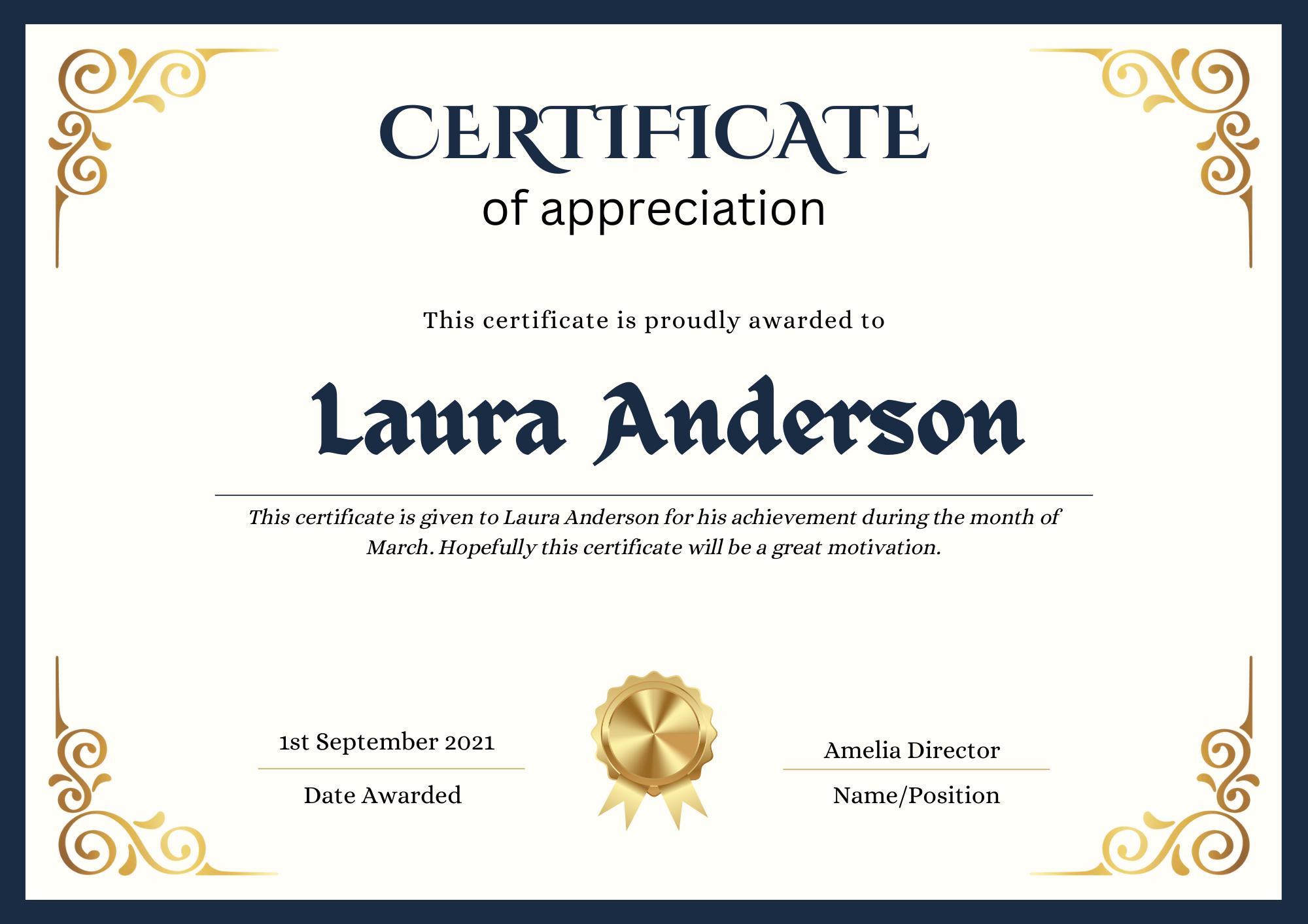 Editable Certification Template for Professional Award | Customizable ...