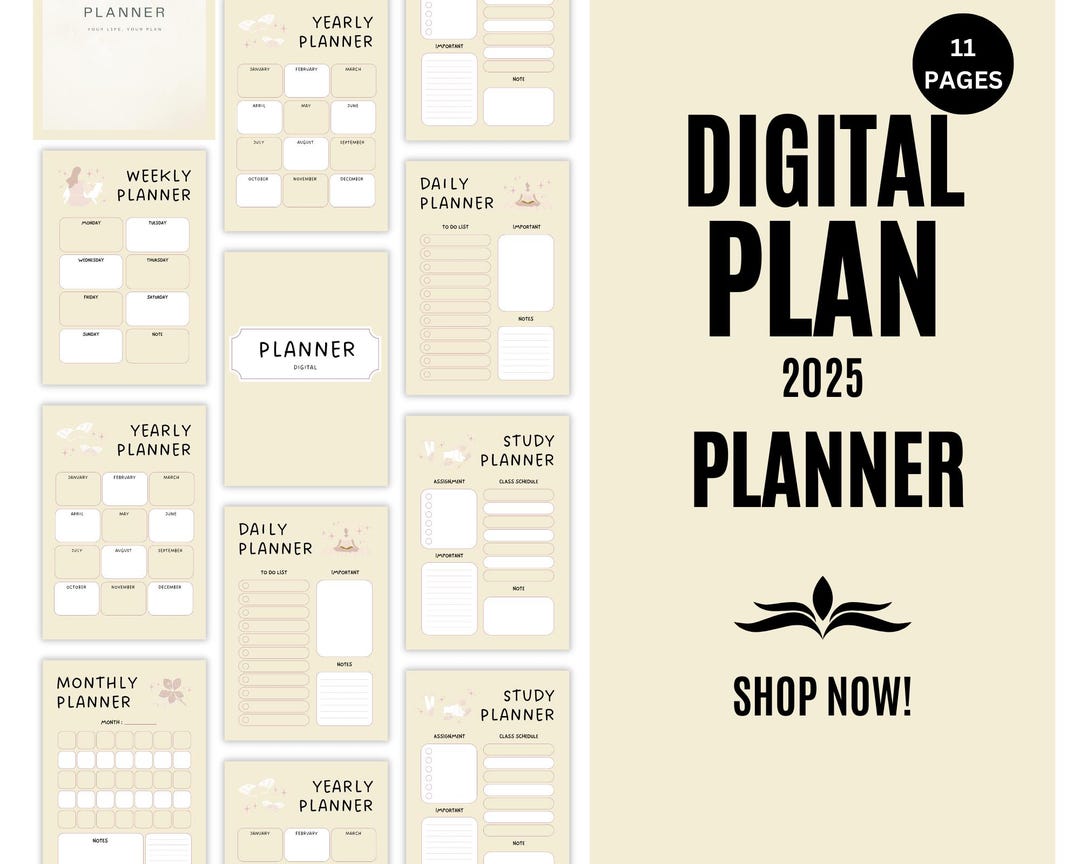 11 Pages Printable Digital Planner || Customizable Digital Organizer ...