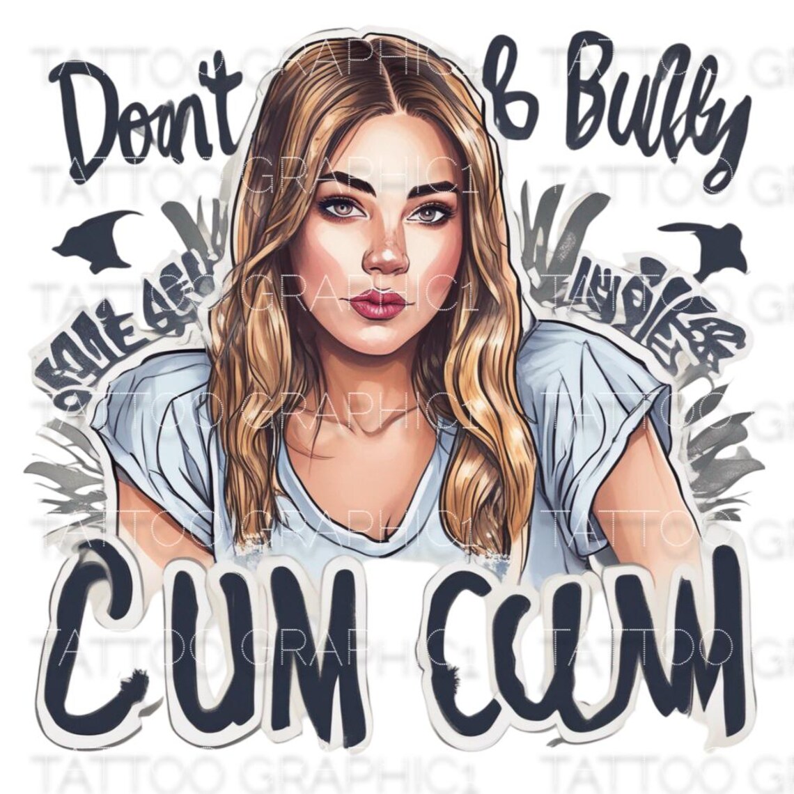 Sexy Woman Art - Don't Bully Cum Cum PNG Files for DIY Crafts, Instant Download for Adults - Etsy