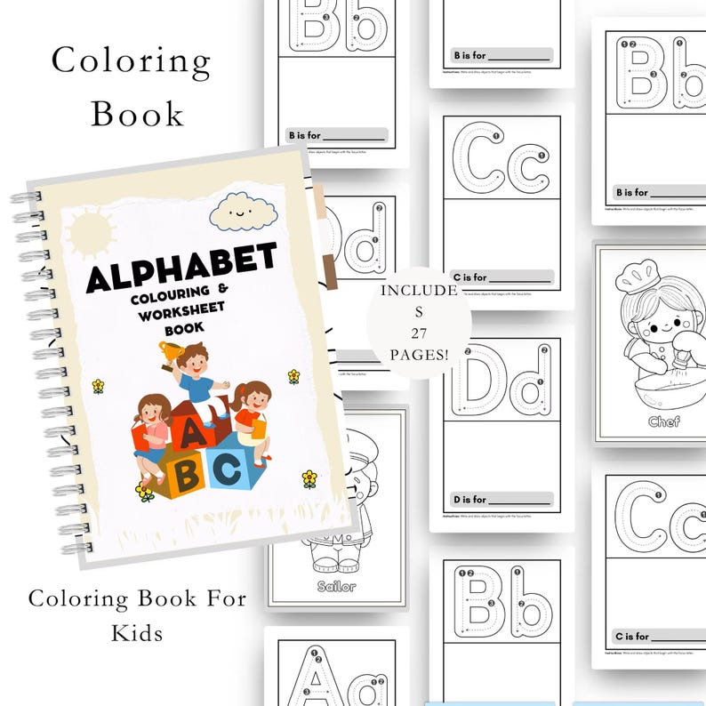 Fun & Engaging Kids Coloring Pages Set | 27 Printable Sheets for ...