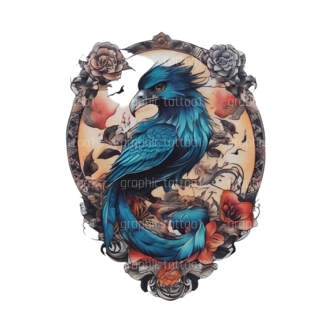 Magical Cosmic Bird Watercolor Tattoo PNG | Patriotic Bird Silhouette ...
