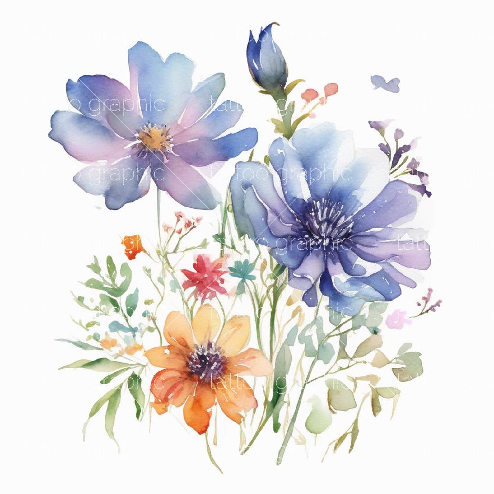 Watercolor Flowers Clipart Bundle - High Quality Pngs for Digital ...
