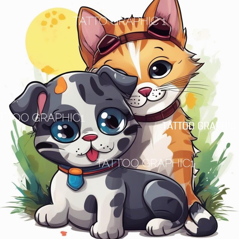 Animal Friends Clipart Set | Cute Cat & Dog Illustrations for Nursery ...