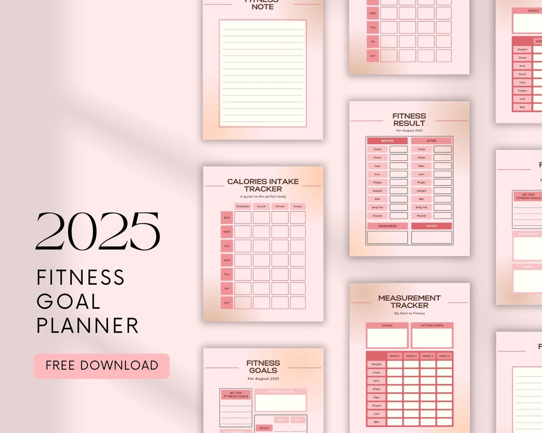 Fitness Goal Planner, 5 Pages Digital Tracker for Workout and Meal ...