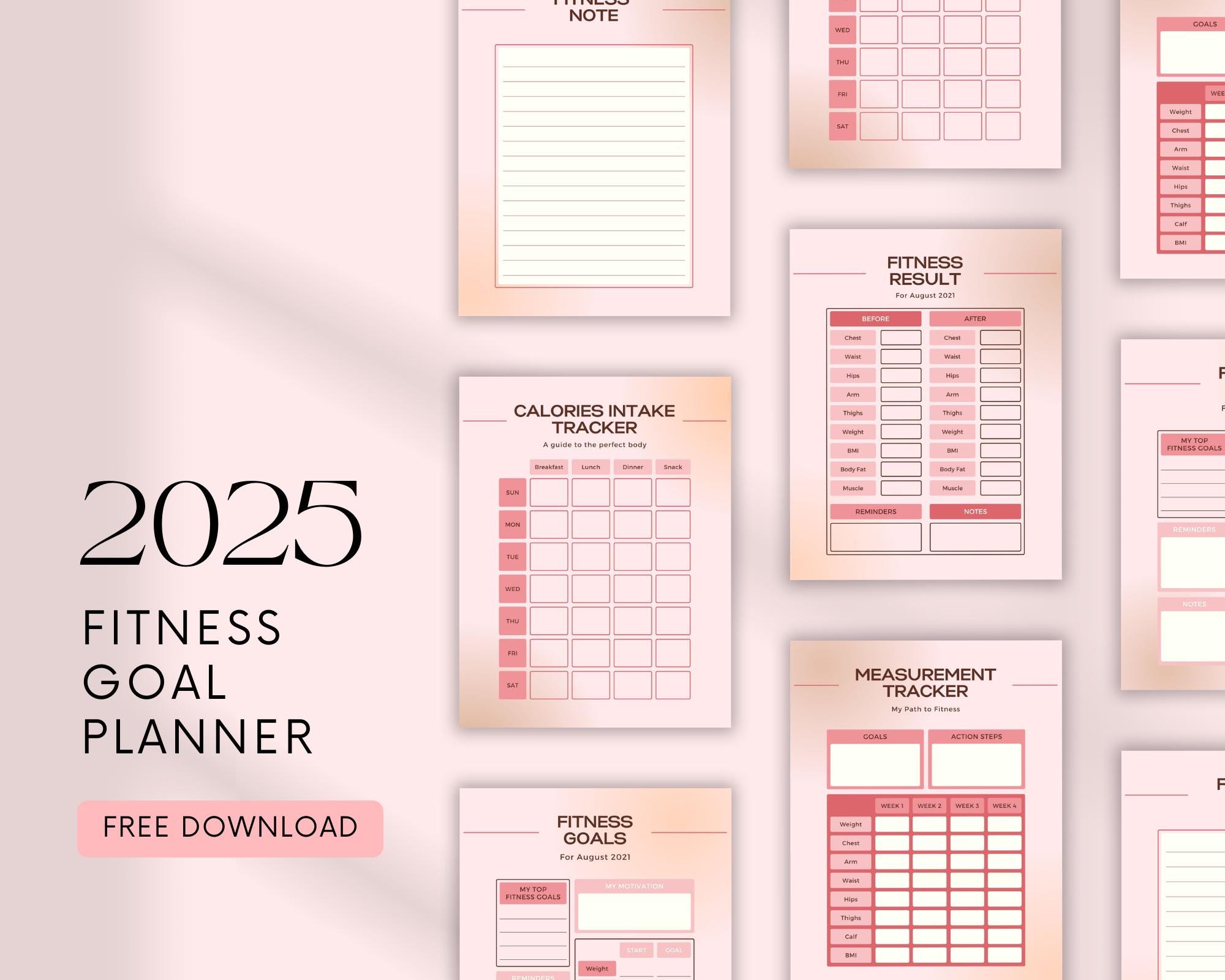 Fitness Goal Planner, 5 Pages Digital Tracker for Workout and Meal ...