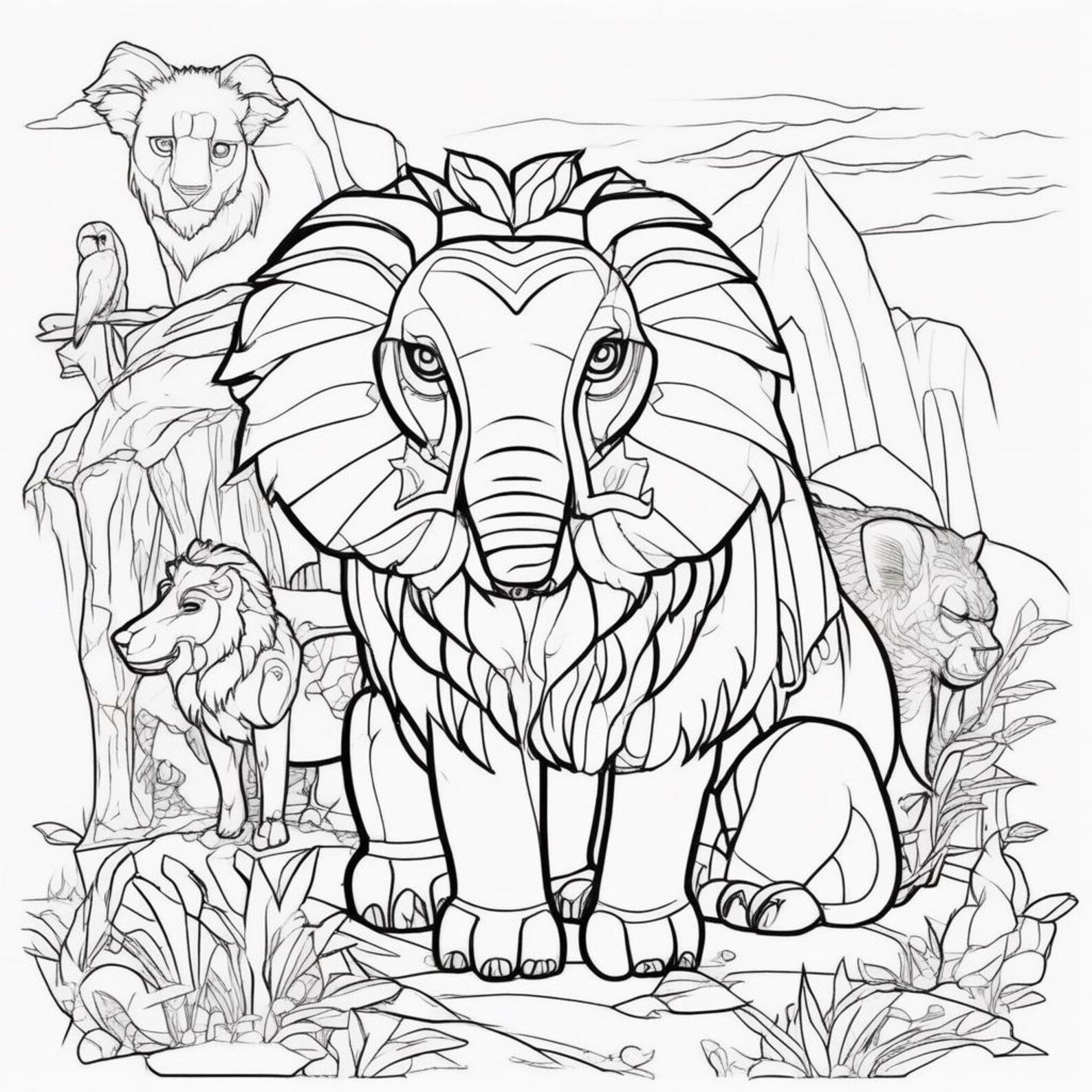 100 Animals Coloring Book - Adult Coloring Book With Lions, Elephants ...