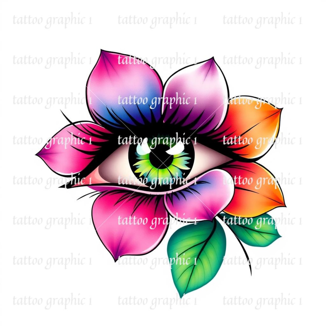 Unique Flower Eye Tattoo Design - Download High Resolution Digital Art ...