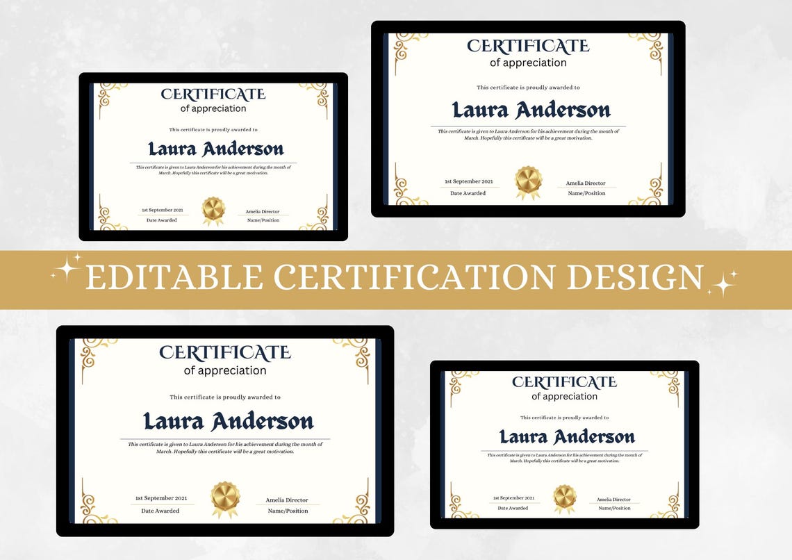 Editable Certification Template for Professional Award | Customizable ...