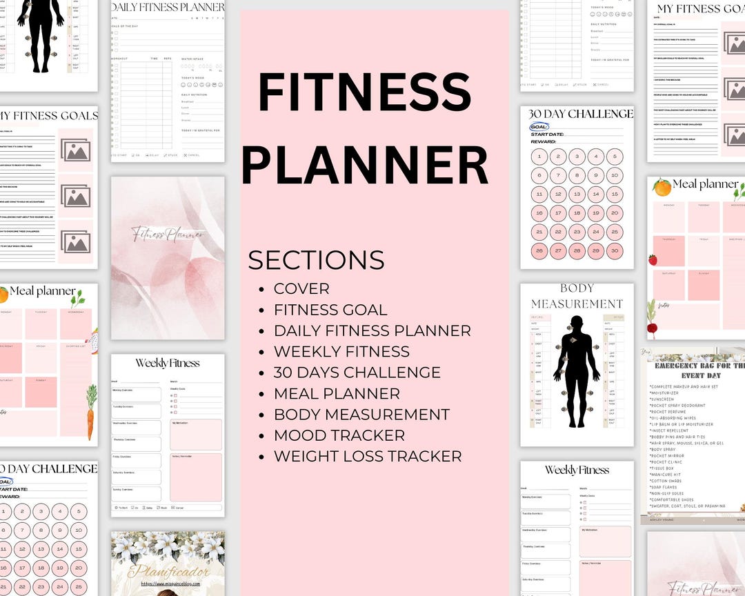 Fitness Planner Bundle for Health Goals: Weight Loss Tracker, Workout ...