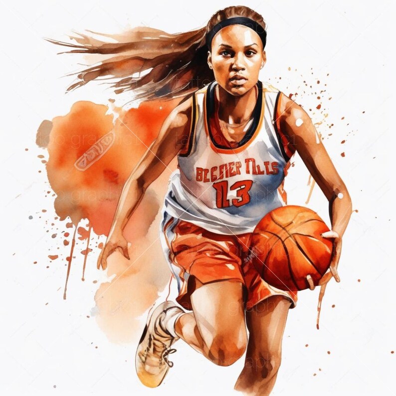 Watercolor Female Basketball Clipart, 35 High Quality Images ...