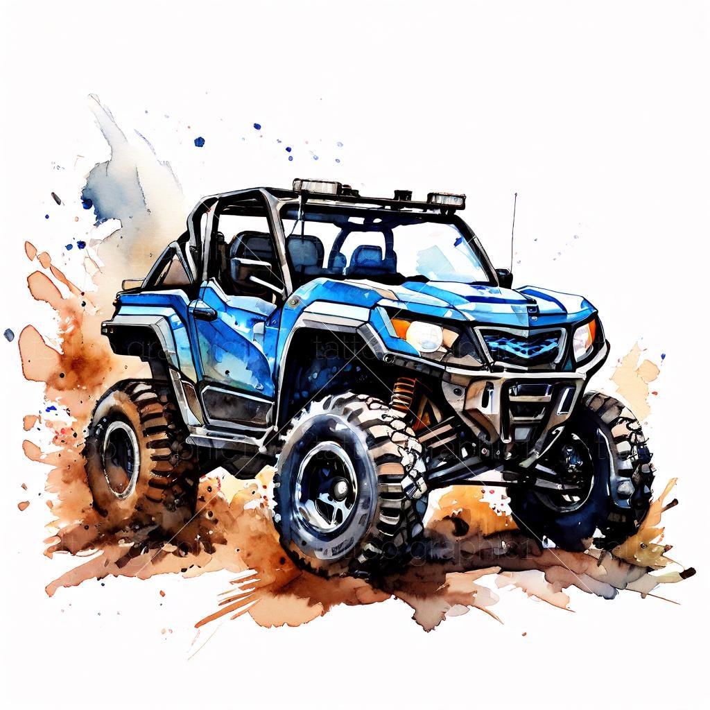 UTV Watercolor Clipart - 10 Utility Task Vehicle Illustrations for Boys ...