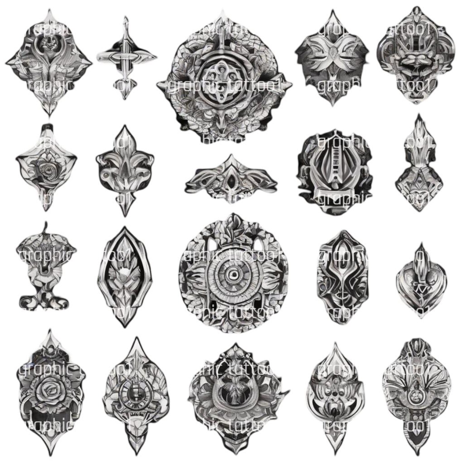 Abstract Icon Tattoo Design Pack | Front and Back SVG/PNG for Shirt ...