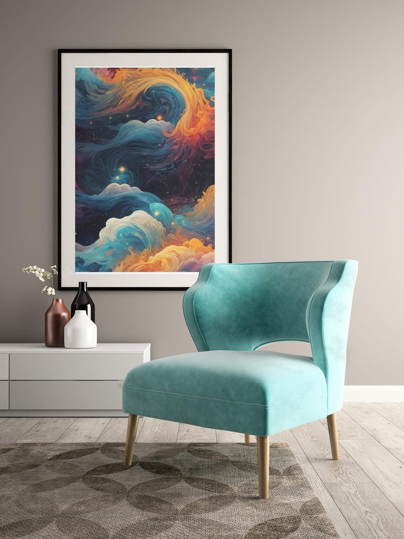 Cloud Swirl Wall Art | Modern Abstract Sky-themed Decor | Printable ...