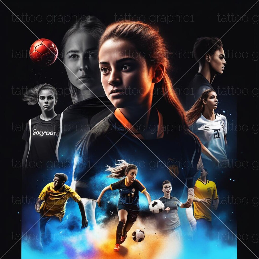 Girl Soccer & Football Player Clipart Set - Tough Sports Illustrations ...
